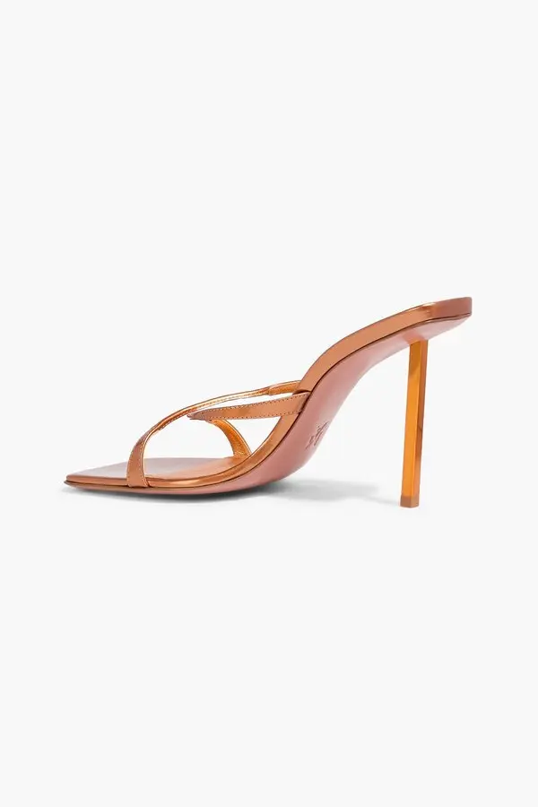 Amina Muaddi Adriana 95 Mirrored-leather Mules