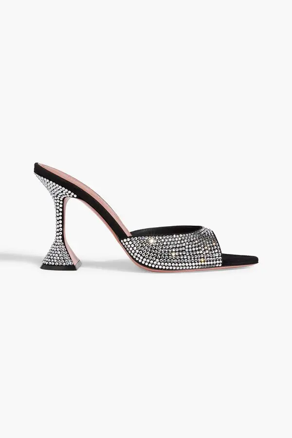 Amina Muaddi Caroline 95 Crystal-embellished Suede Mules