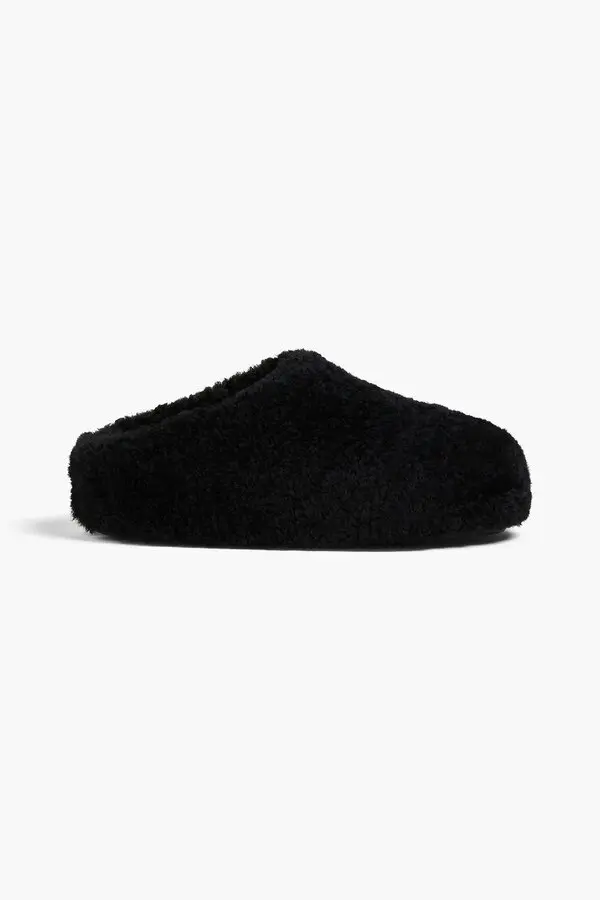 Amina Muaddi Giuly Shearling Slippers - Black