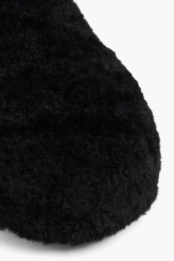 Amina Muaddi Giuly Shearling Slippers - Black
