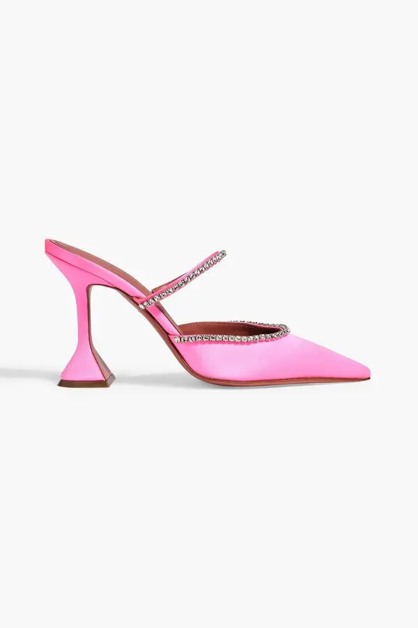 Amina Muaddi Gilda Crystal-embellished Satin Mules