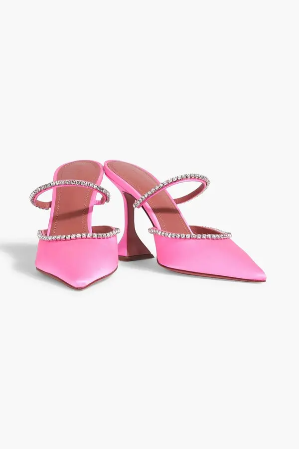 Amina Muaddi Gilda Crystal-embellished Satin Mules