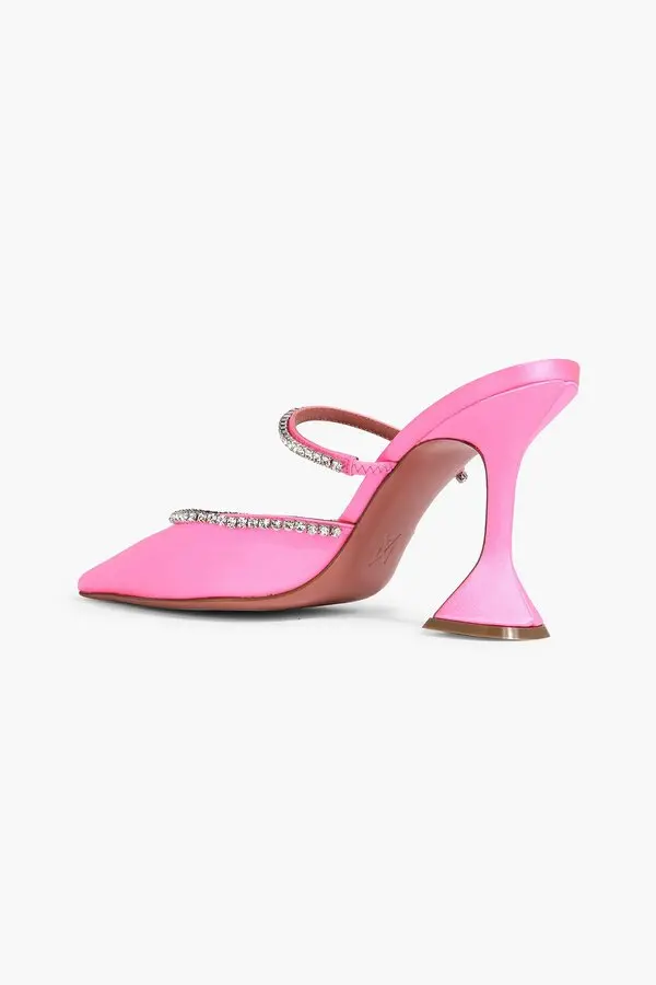 Amina Muaddi Gilda Crystal-embellished Satin Mules