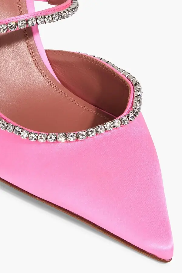 Amina Muaddi Gilda Crystal-embellished Satin Mules