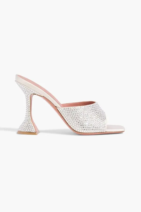Amina Muaddi Lupita Crystal-embellished Satin Mules - Silver