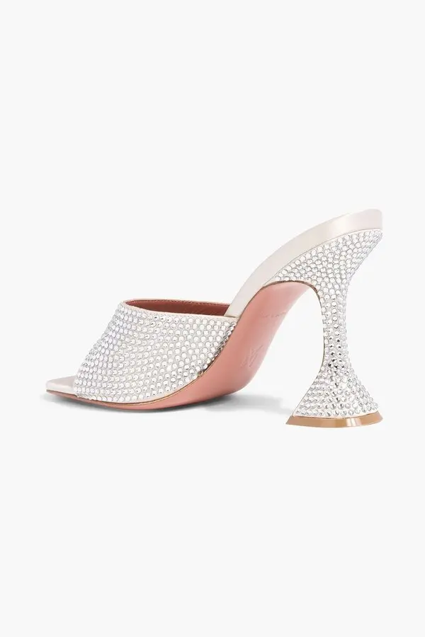 Amina Muaddi Lupita Crystal-embellished Satin Mules - Silver