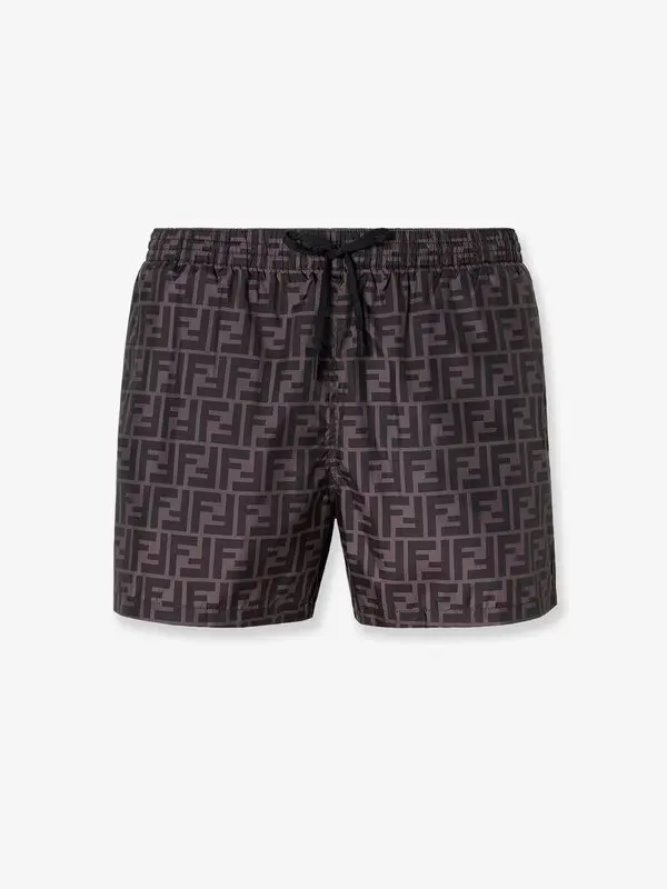 Fendi Ff Nylon Swim Trunks - Grey