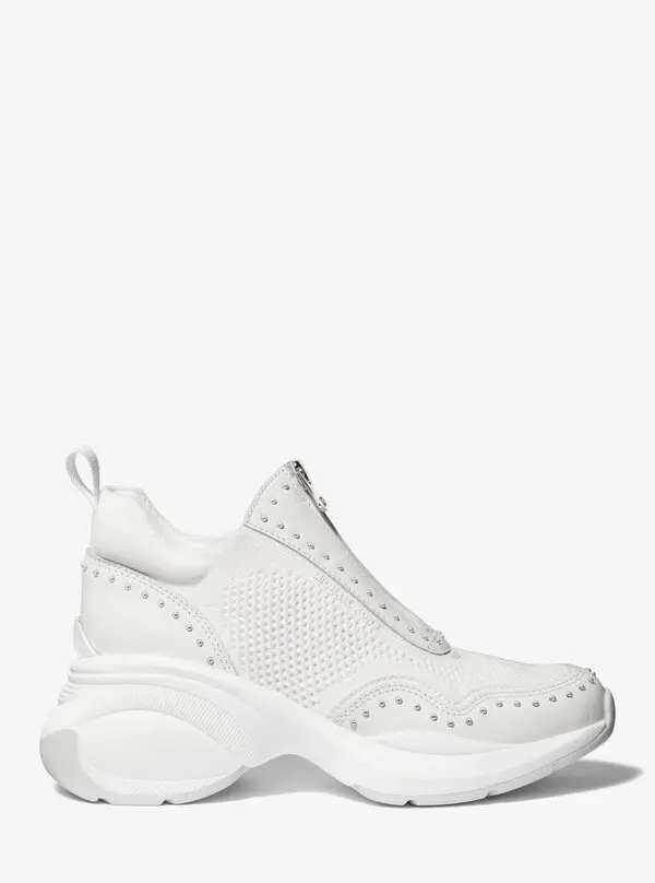 Michael Kors Zuma Studded Mixed-media Trainer