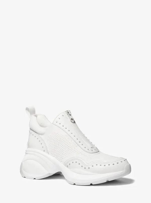 Michael Kors Zuma Studded Mixed-media Trainer