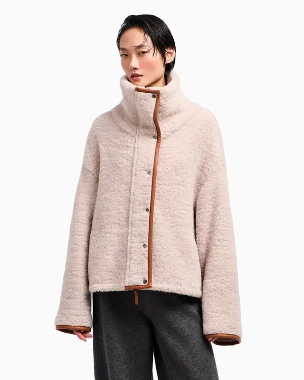 Giorgio Armani Neve Blouson In Curly Wool And Leather