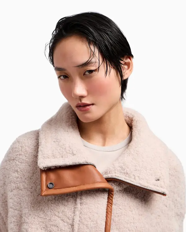 Giorgio Armani Neve Blouson In Curly Wool And Leather