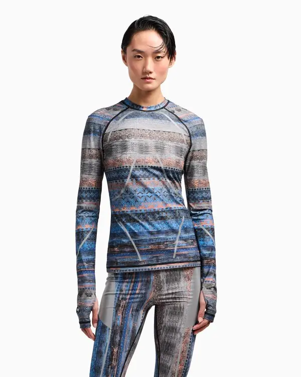 Giorgio Armani Neve Printed Jersey Crew-neck Jumper