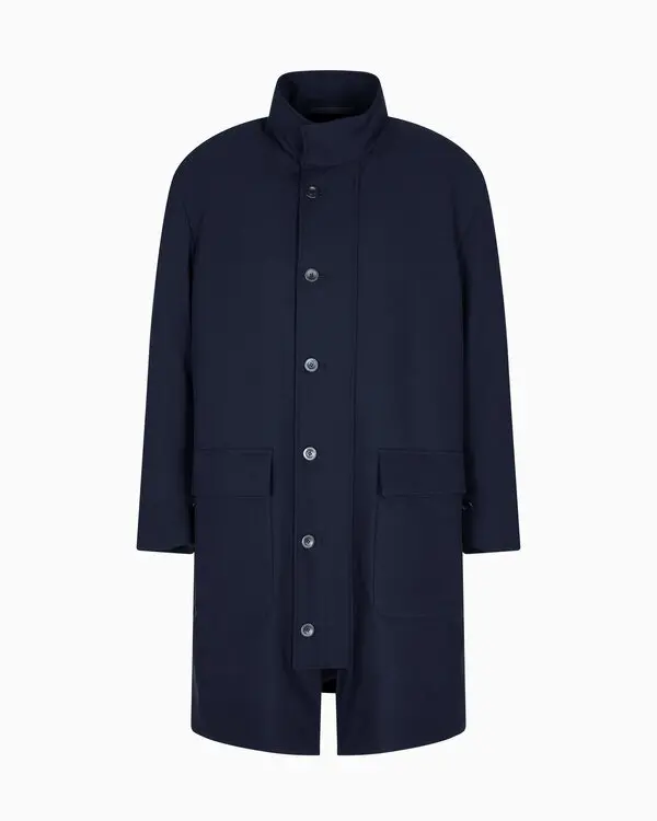 Giorgio Armani Virgin Wool Pea Coat With Goose Down Padding