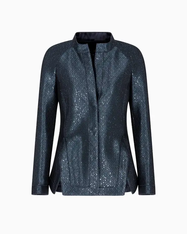 Giorgio Armani Single-breasted Jacquard Jacket With Sequin Embroidery