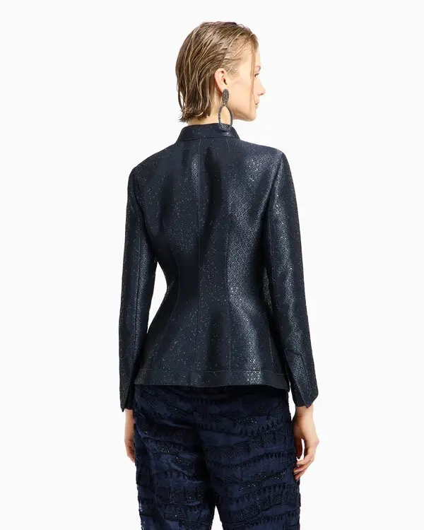 Giorgio Armani Single-breasted Jacquard Jacket With Sequin Embroidery