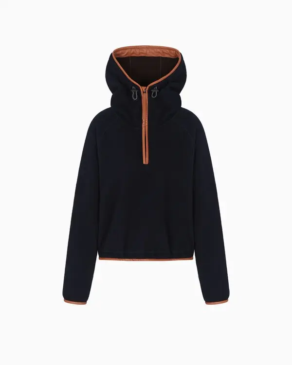 Giorgio Armani Neve Cashmere Fleece Hooded Sweatshirt - Navy Blue