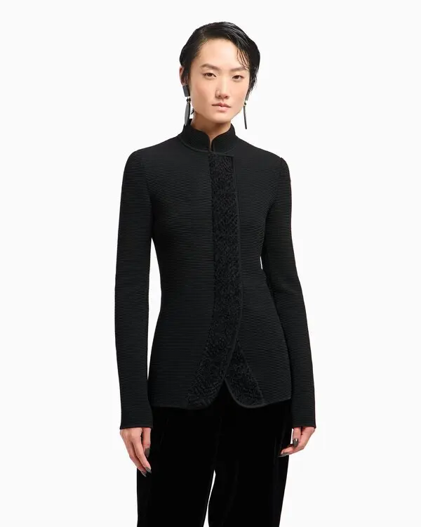Giorgio Armani Viscose Ottoman Single-breasted Jacket - Black