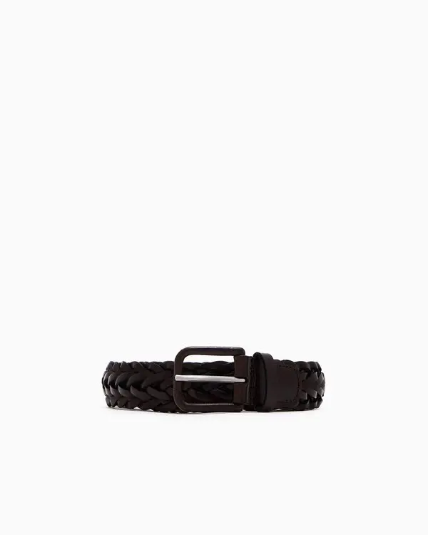 Giorgio Armani Braided Nappa Leather Belt - Brown