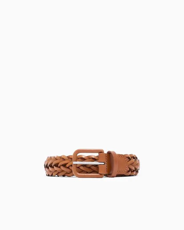 Giorgio Armani Braided Nappa Leather Belt - Gold