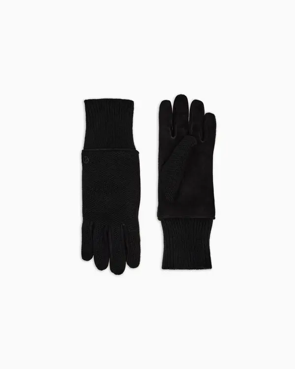 Giorgio Armani Cashmere And Suede Gloves - Black