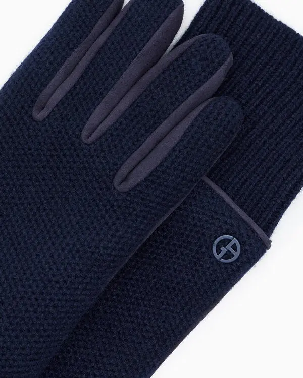 Giorgio Armani Cashmere And Suede Gloves - Blue
