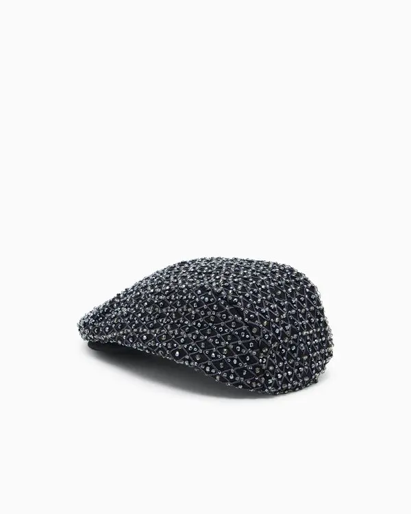 Giorgio Armani Embroidered Wool Flat Cap
