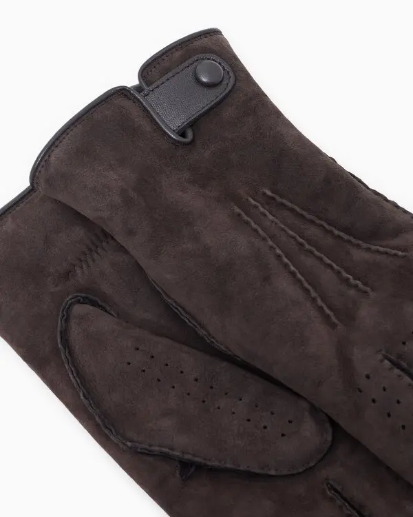 Giorgio Armani Shearling Sheepskin Gloves - Brown