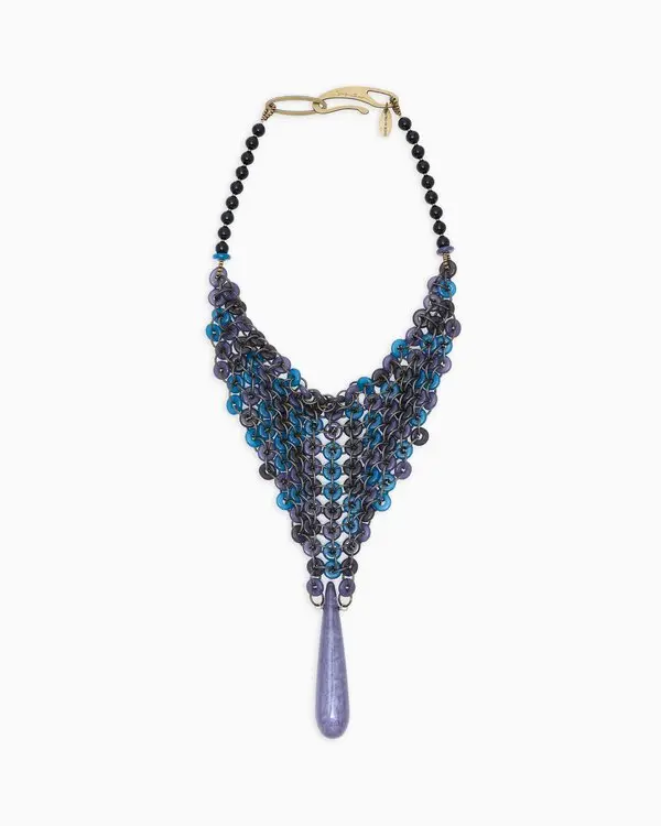 Giorgio Armani Choker Necklace With Braiding And Pendant - Blue