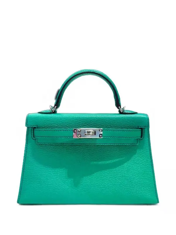 Hermès Special Order Mini Kelly Sellier 20 Verso Chèvre Leather Tote - Green