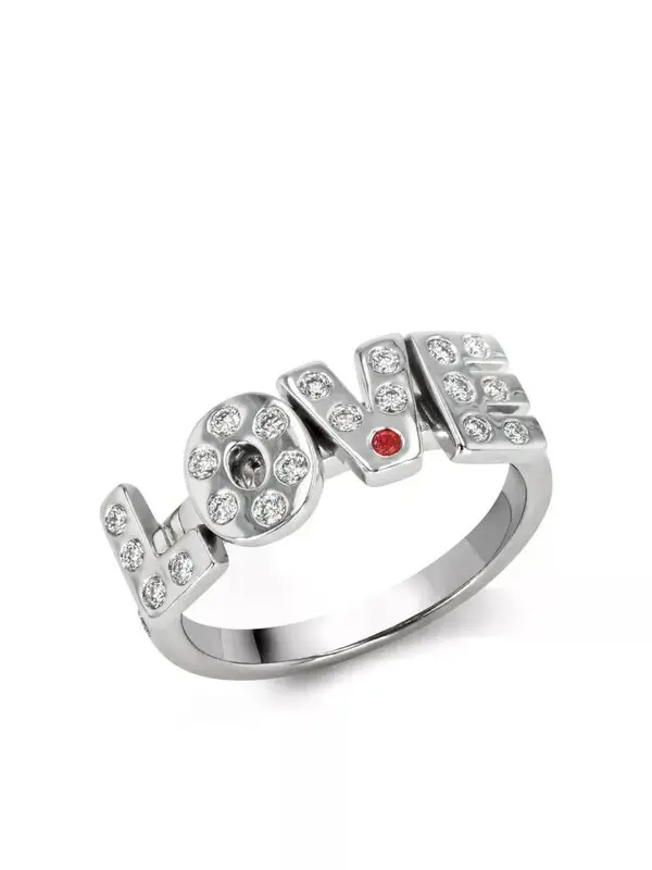 PRAGNELL 18kt White Gold Love Diamond And Ruby Ring