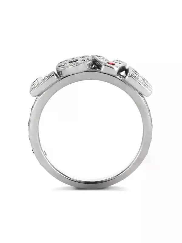 PRAGNELL 18kt White Gold Love Diamond And Ruby Ring