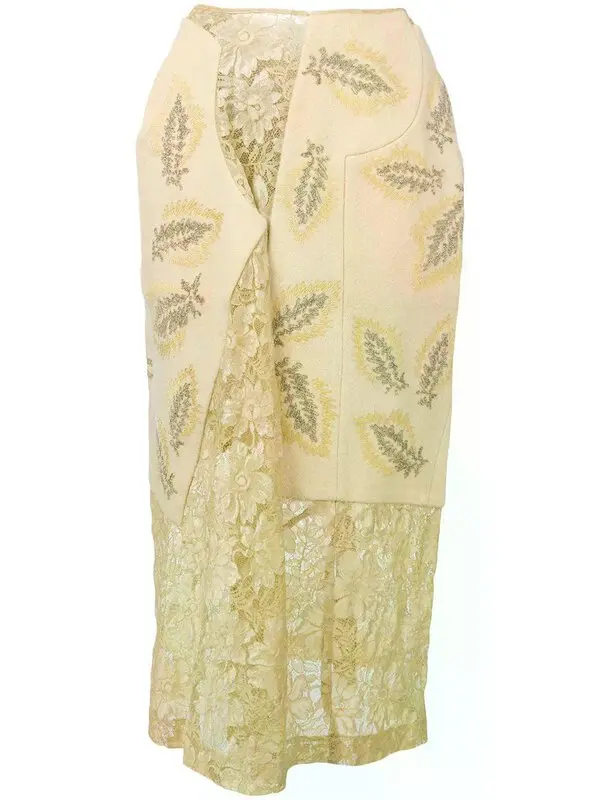 Comme Des Garçons 1997 Lace Panel Midi Skirt
