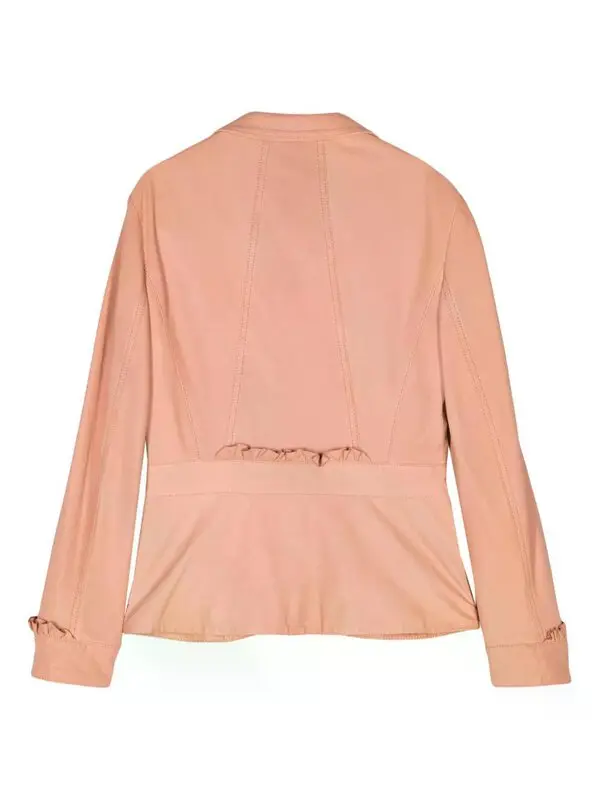 Miu Miu Ruffled-trim Leather Jacket