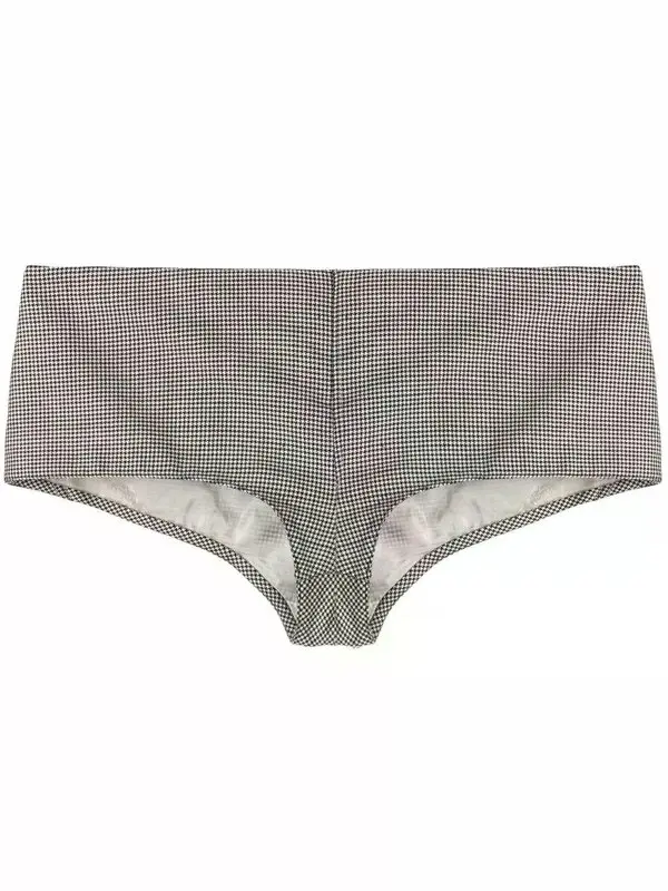 Versace 1990s Houndstooth Zipped Bikini Brief - Black