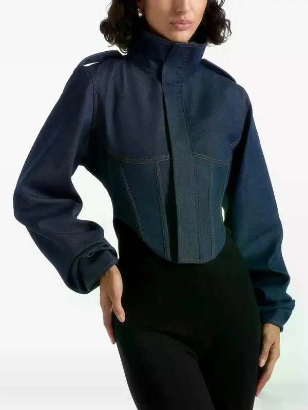 Manière De Voir Maniere De Voir Solange Tacked-sleeve Denim Jacket