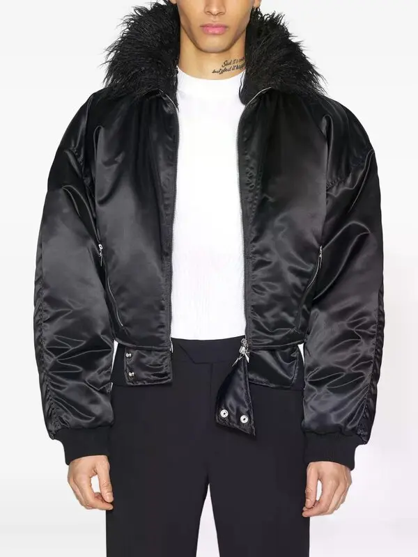 MUGLER Fur Collar Bomber Jacket