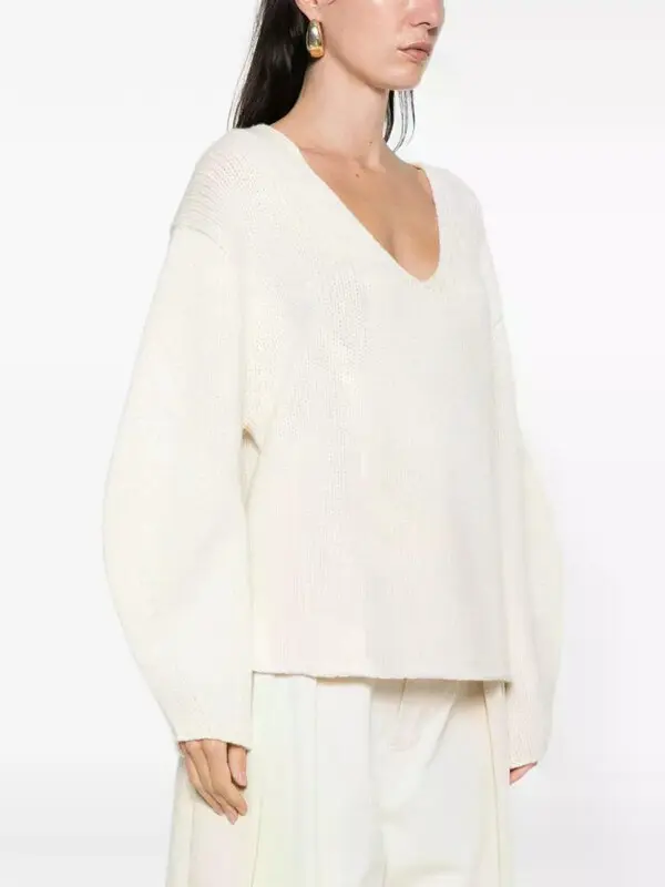 Soft Goat Puff Sleeve V-neck Knit