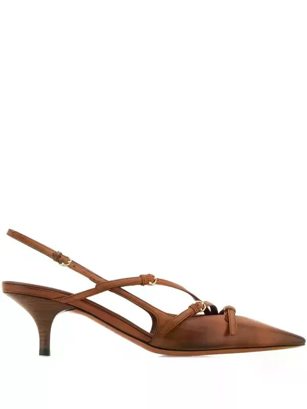 Miu Miu 55mm Leather Slingback Pumps - Brown