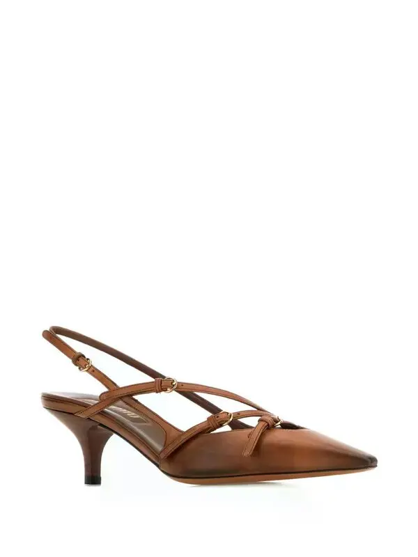 Miu Miu 55mm Leather Slingback Pumps - Brown