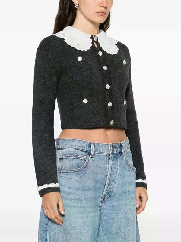 SELF-PORTRAIT Lace-collar Button Cardigan