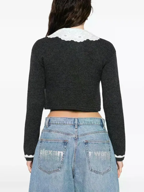 SELF-PORTRAIT Lace-collar Button Cardigan