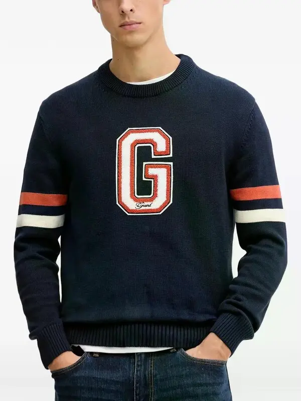 Gant Appliqué Striped-sleeve Sweater