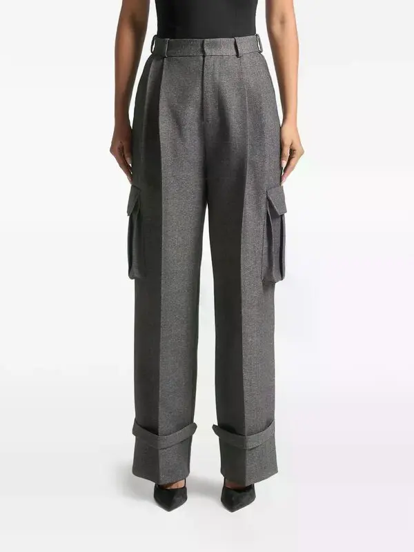 Manière De Voir Textured Pleated Tailored Cargo Pants - Grey