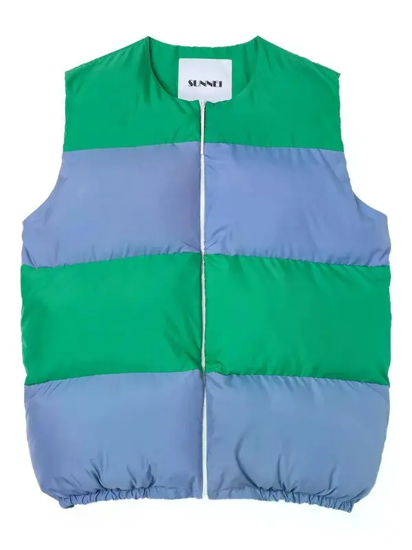 Sunnei Striped Puffy Gilet - Green