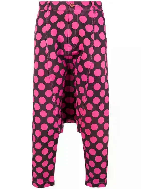 Comme Des Garçons Dotted Drop-crotch Trousers - Pink