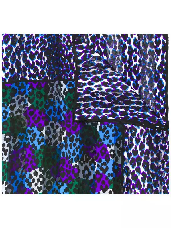 Saint Laurent Animal Print Scarf - Blue