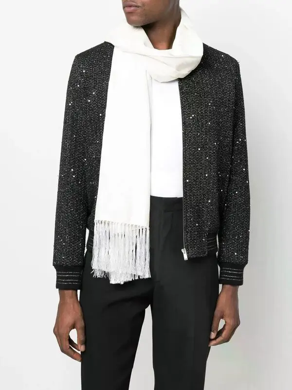 Saint Laurent 1990s Fringed Silk Scarf