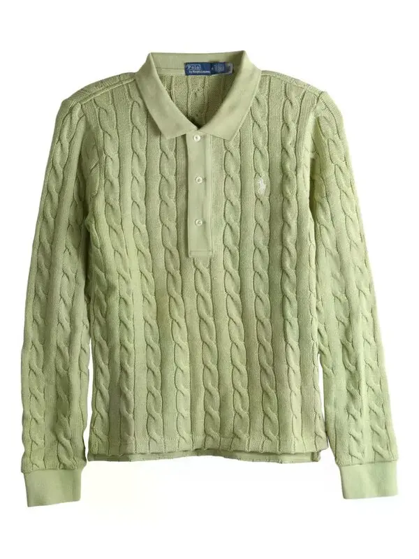 Polo Ralph Lauren Cable-knit Buttoned Polo Top - Green