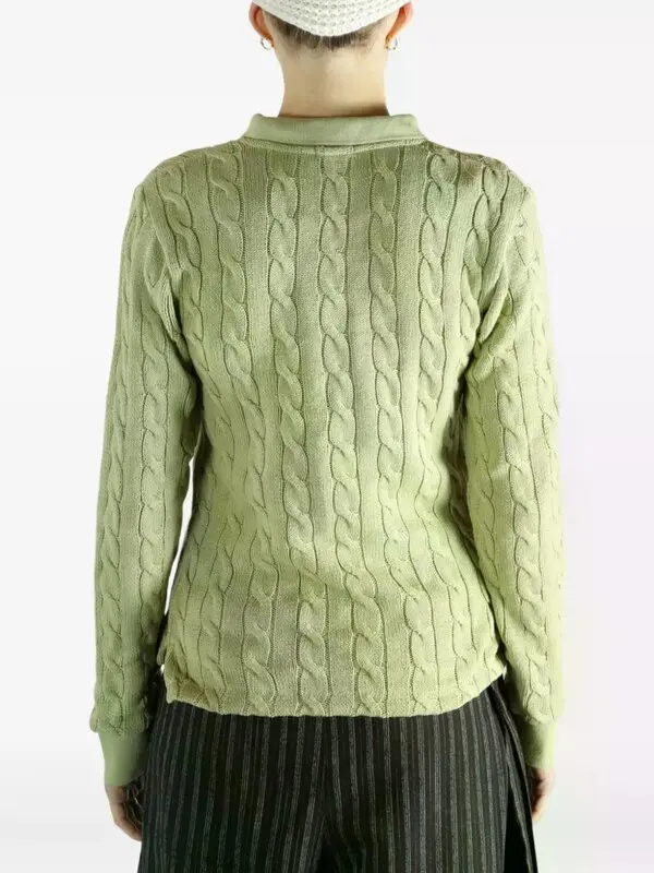 Polo Ralph Lauren Cable-knit Buttoned Polo Top - Green
