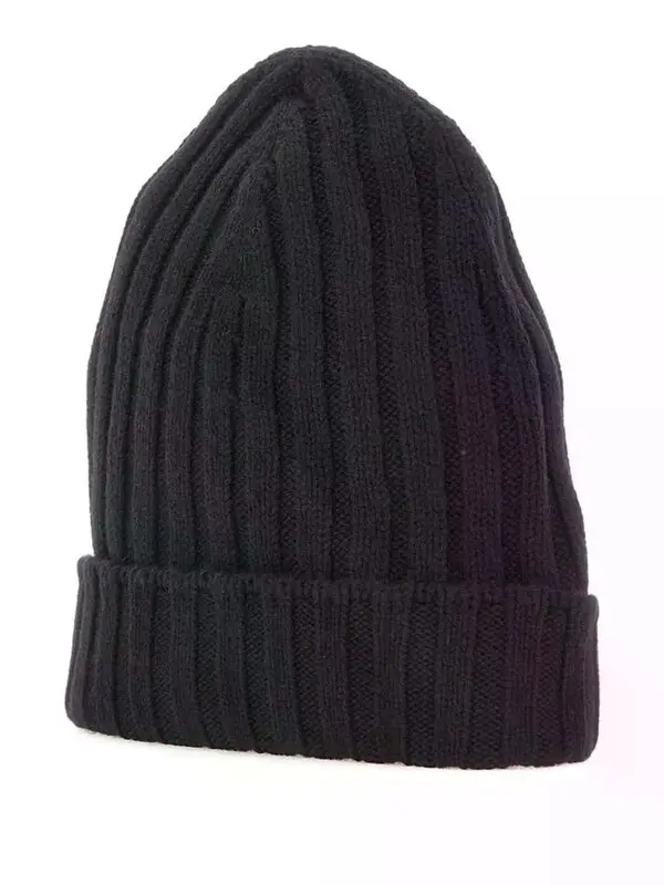 GRAN SASSO Ribbed Beanie Hat - Black